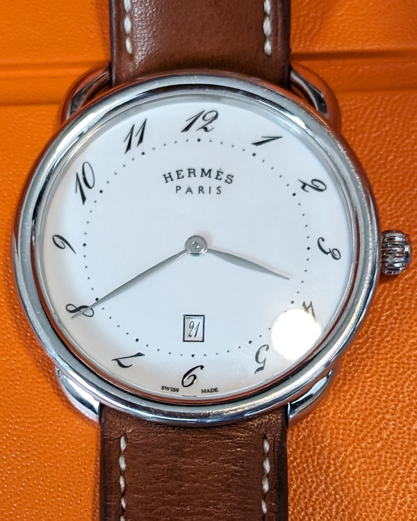 No Reserve Hermès Arceau 40mm Quartz White Dial Leather Strap Ar7q