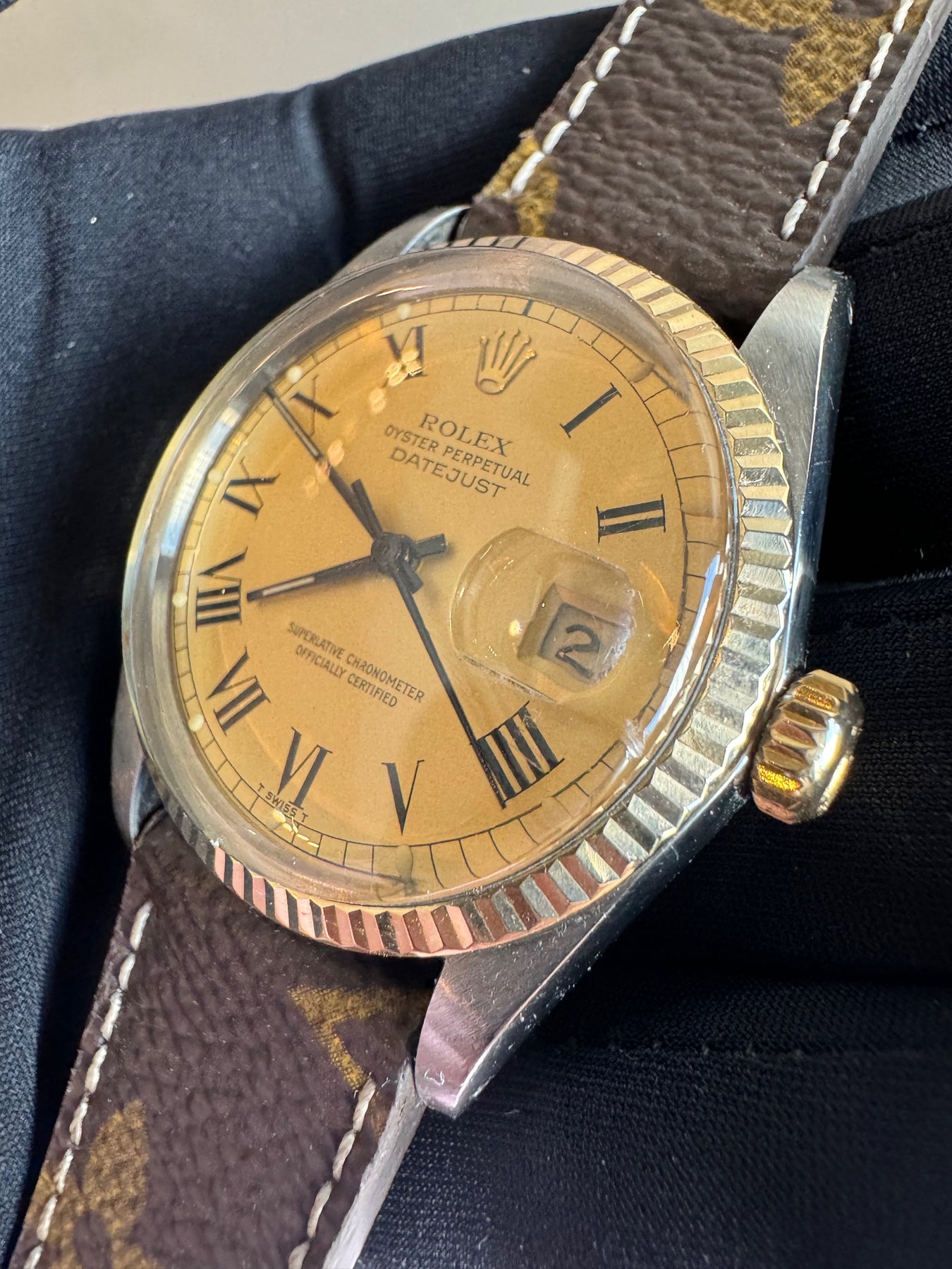 Rolex Datejust 36MM Champagne Dial Aftermarket Leather Strap (16013 ...