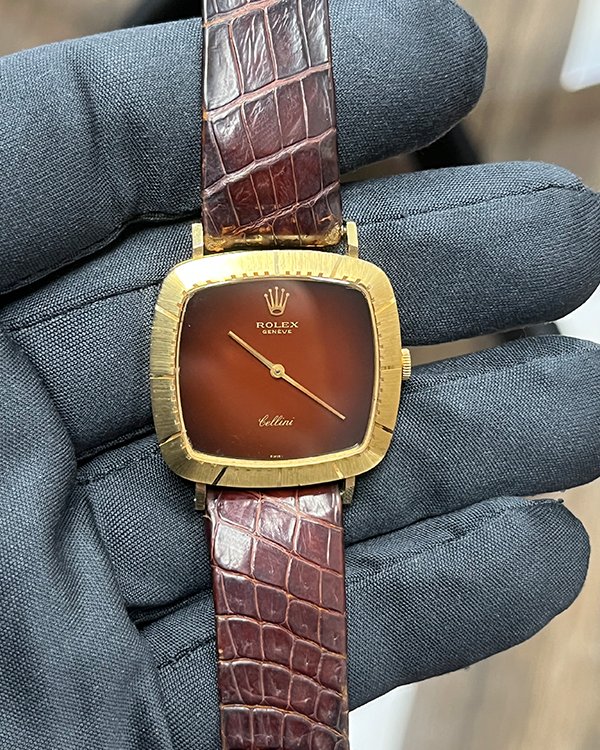 Rolex Cellini Vignette Burgundy 30MM Red Dial Leather Strap (4084 ...