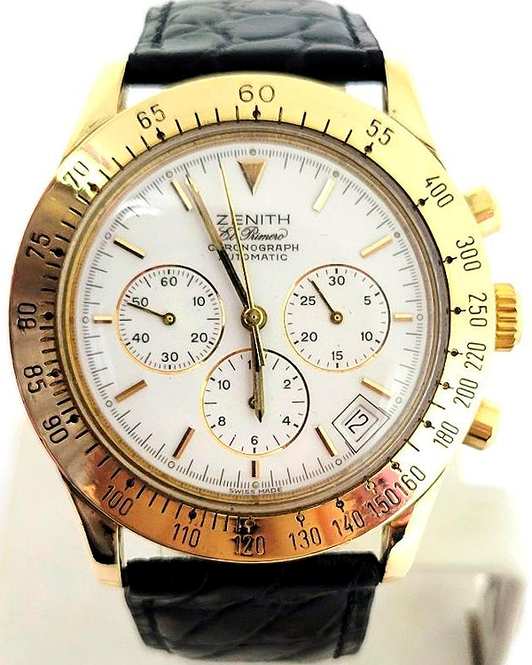 Zenith El Primero Chronograph 40MM White Dial Aftermarket Leather Stra ...