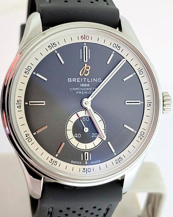 Breitling Premier 40MM Grey Dial Aftermarket Rubber Strap (A37340 ...