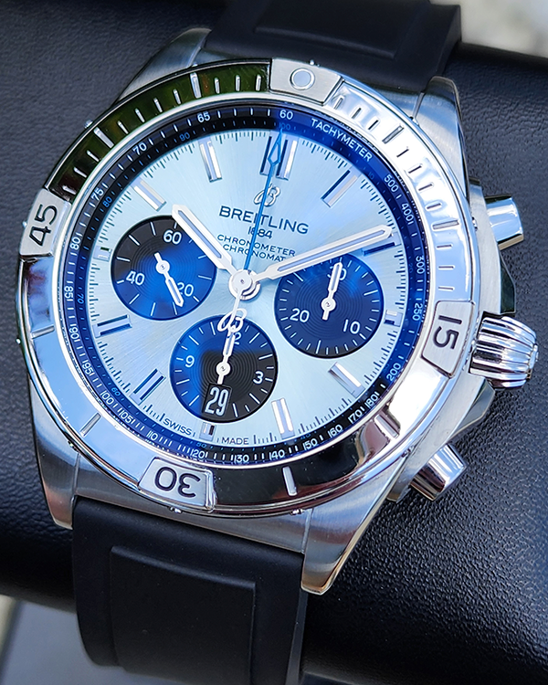 2021 Breitling Chronomat B01 42MM Ice Blue Dial Rubber Strap (PB013410 ...