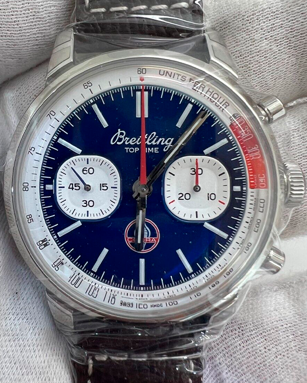 Breitling Top Time Shelby "Cobra" 41MM Blue Dial Leather Strap (AB0176 ...