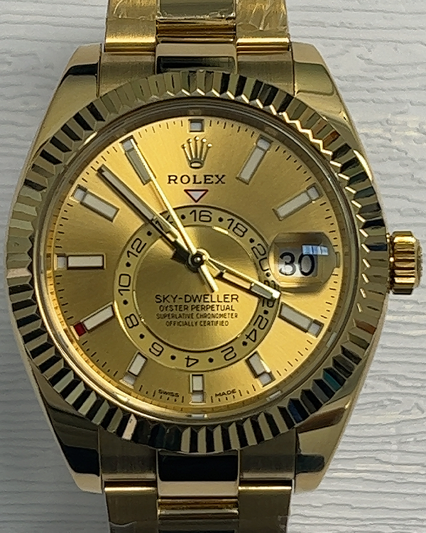 2019 Rolex Sky-Dweller 42MM Champagne Dial Yellow Gold Bracelet (32693 ...