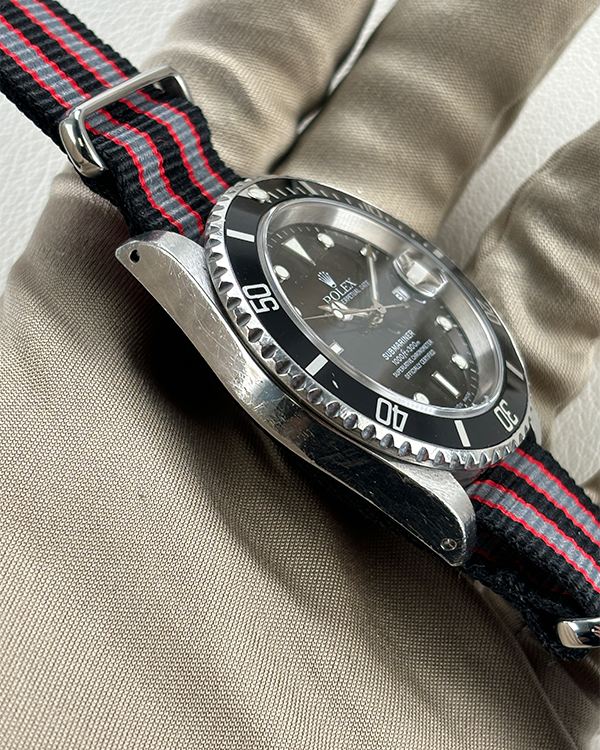 2002 Rolex Submariner Date 40MM Black Dial Aftermarket Textile Strap ...