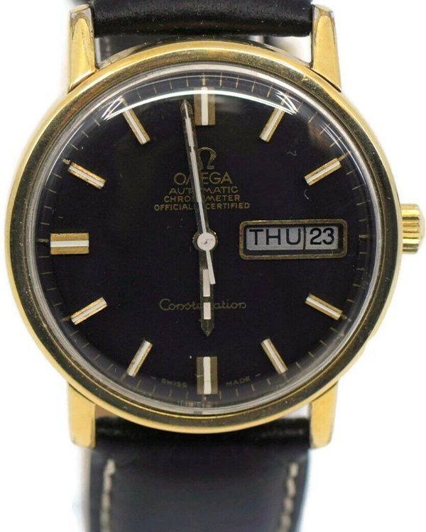 Omega Constellation Day Date 35MM Black Dial Leather Strap (168.016 ...