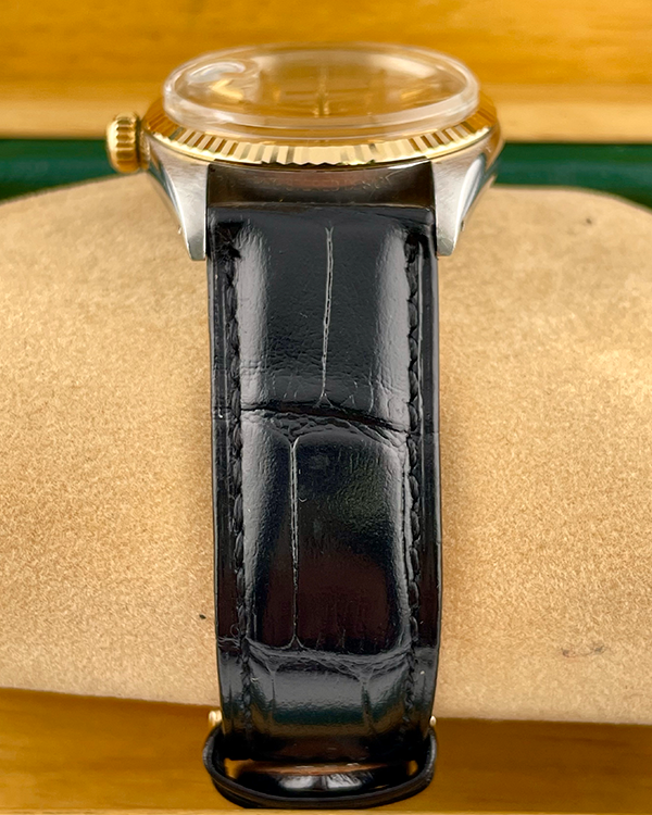 Rolex Datejust Vintage 36MM Linen Champagne Dial Leather Strap (16013 ...