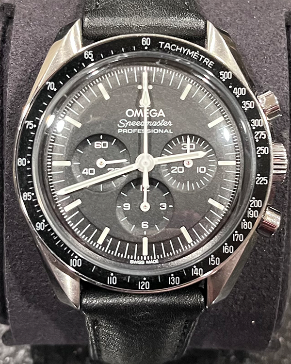 Omega Speedmaster Professional Moonwatch 42MM Black Dial Leather Strap ...