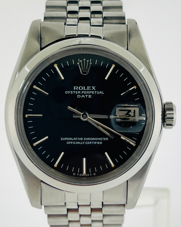 Rolex Oyster Perpetual Date 34MM Black Dial Steel Jubilee Bracelet (15 ...