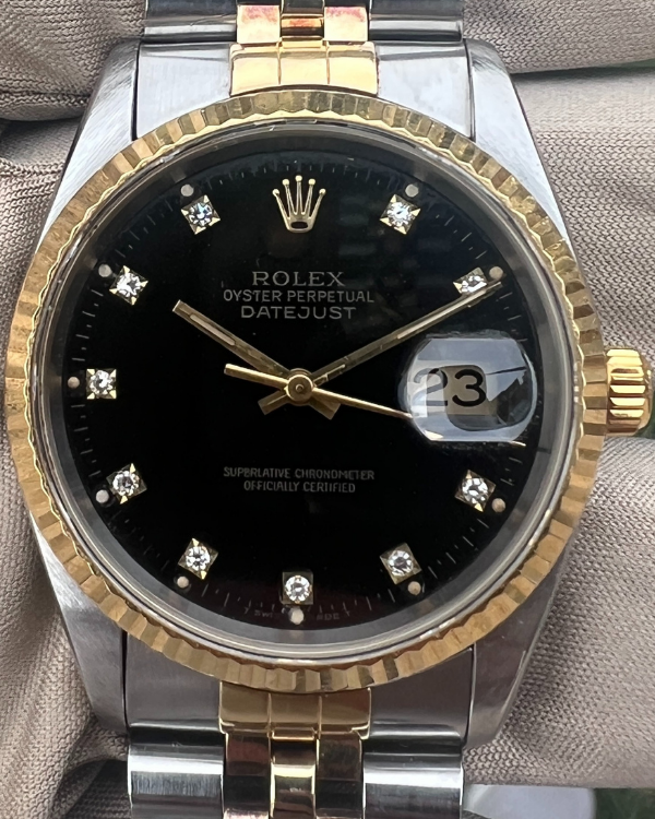 1994 Rolex Datejust 36MM Diamond Black Dial Two-Tone Jubilee Bracelet ...