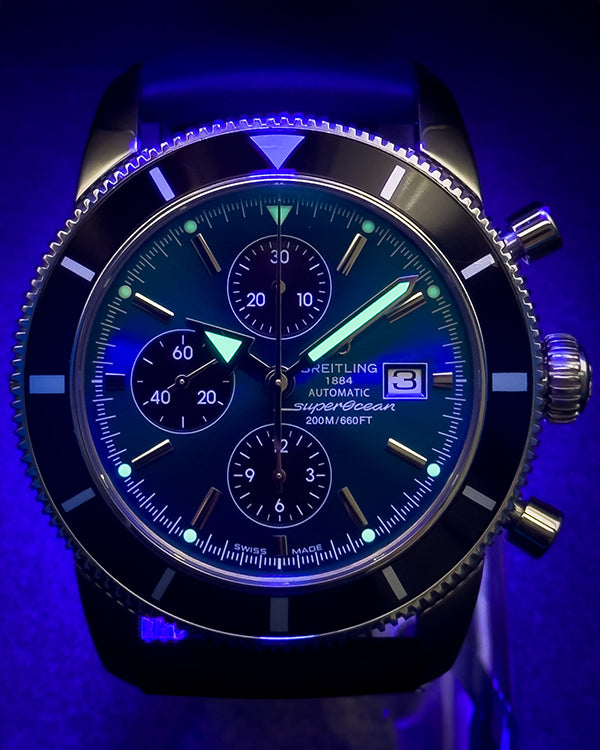 No Reserve - 2013 Breitling Superocean Heritage 46MM Blue Dial Rubber ...