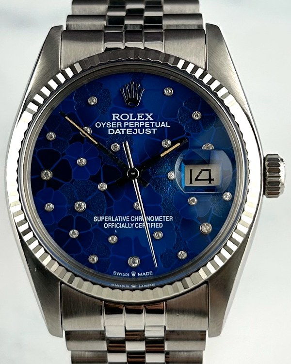 Rolex Datejust 36MM Aftermarket Blue "Floral Motif" Dial Jubilee Brace ...
