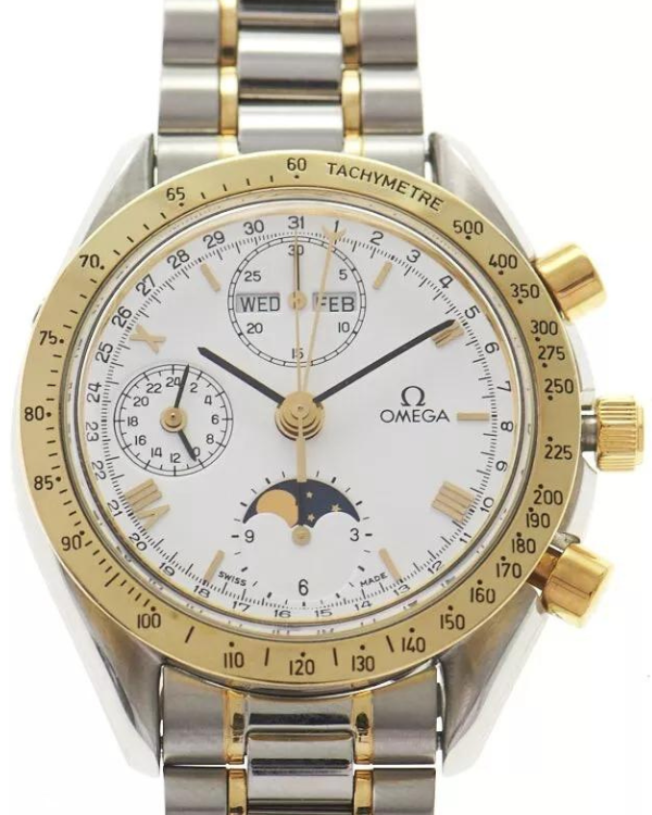 1993 Omega Speedmaster Triple Date Moonphase 39MM White Dial Two-Tone ...