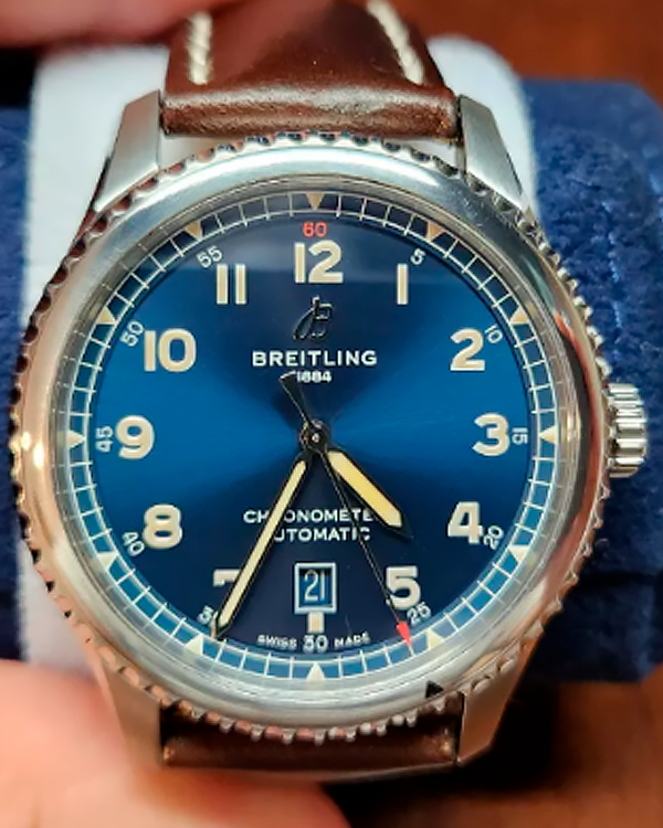 Breitling Aviator 8 41MM Blue Dial Leather Strap (A17315) – Grailzee