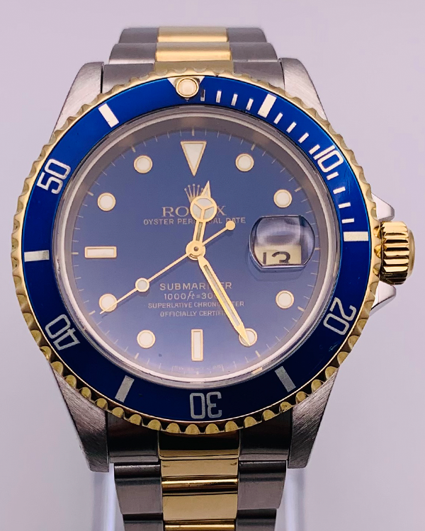 1993 Rolex Submariner Date "Bluesy" 40MM Blue Dial Two-Tone Oyster Bra ...