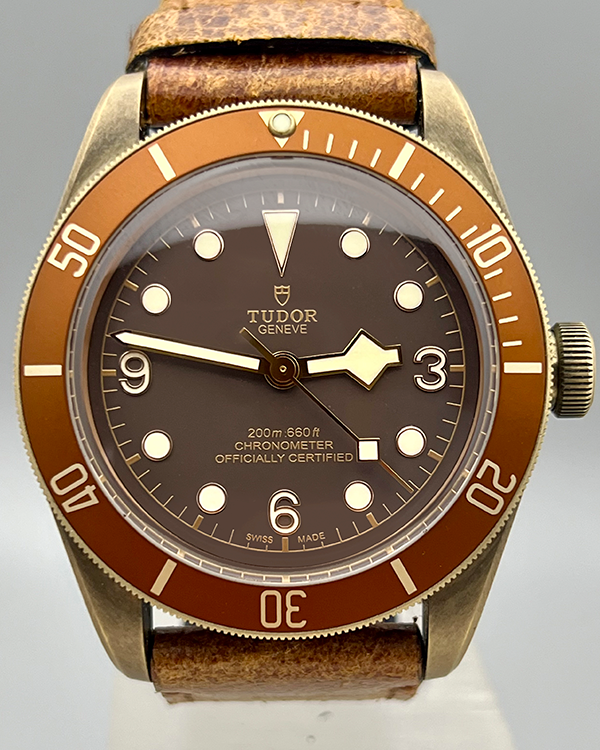 No Reserve- 2017 Tudor Heritage Black Bay Bronze 43MM Brown Dial Leath ...