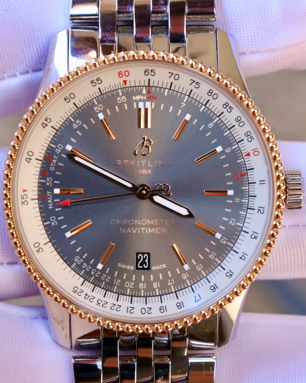 Breitling Navitimer 41MM Grey Dial 18K Red Gold 18k Red Gold Bezel Ste ...