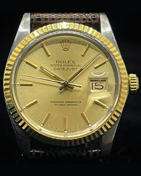 Rolex Datejust 36MM Champagne Dial Leather Strap (16013) – Grailzee