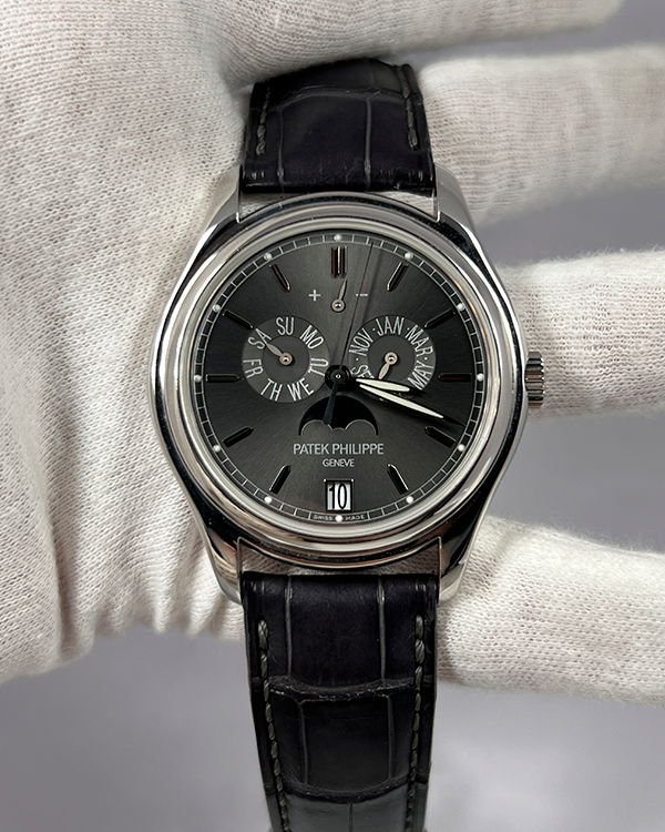 Patek Philippe Annual Calendar Moonphase 39MM Grey Dial Leather Strap ...