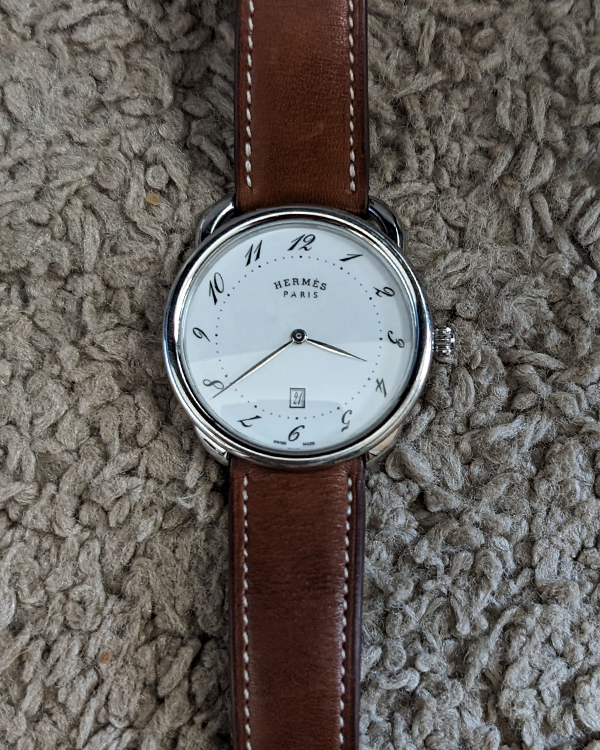 No Reserve - Hermès Arceau 40MM Quartz White Dial Leather Strap (AR7Q ...