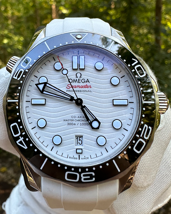 2024 Omega Seamaster Diver 300M 42MM White Dial Aftermarket Rubber Str ...