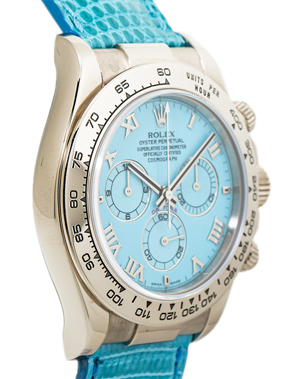 Rolex Cosmograph Daytona 40MM Turquoise Dial Leather Strap (116519 ...