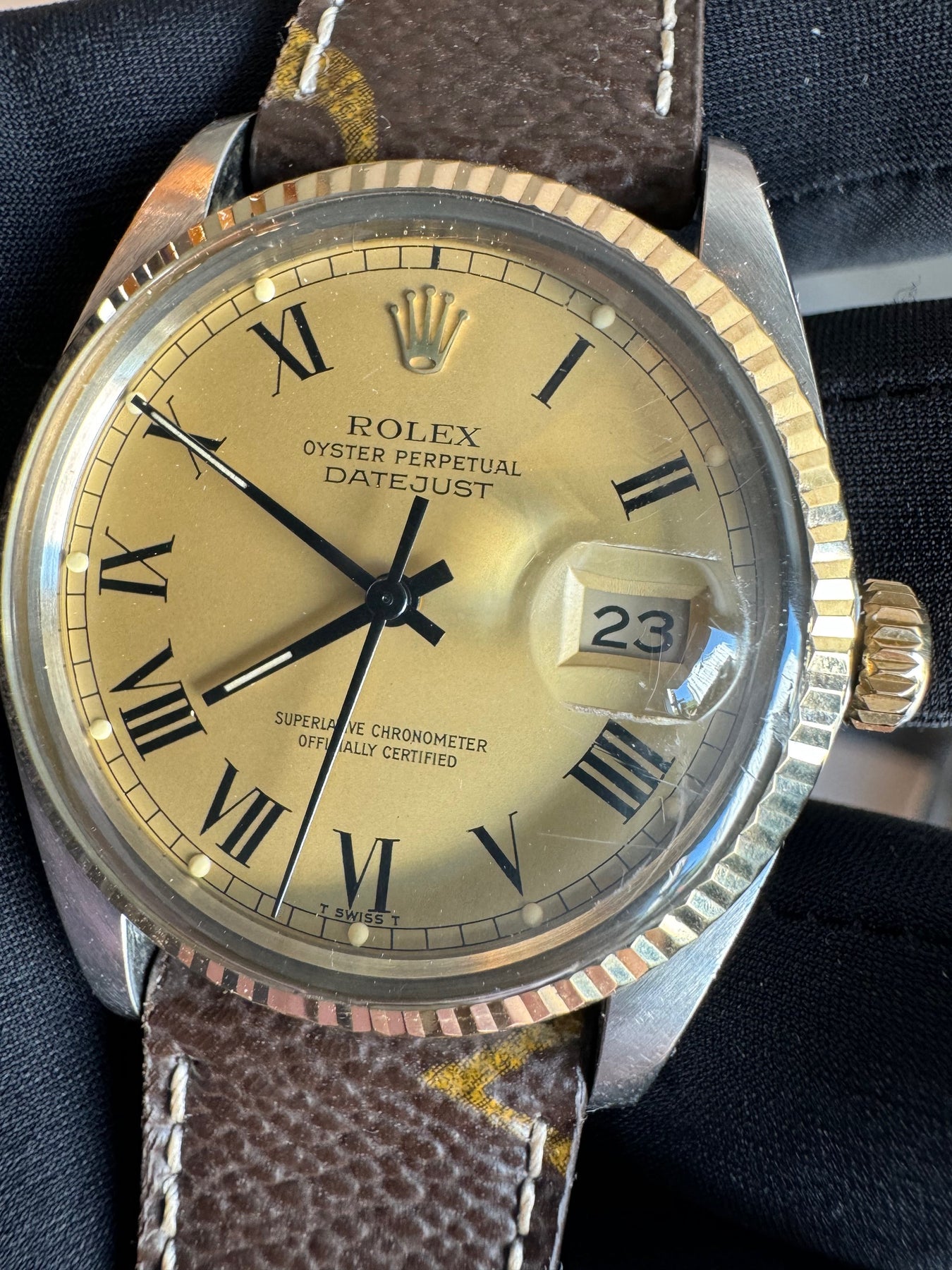 Rolex Datejust 36MM Champagne Dial Aftermarket Leather Strap (16013 ...