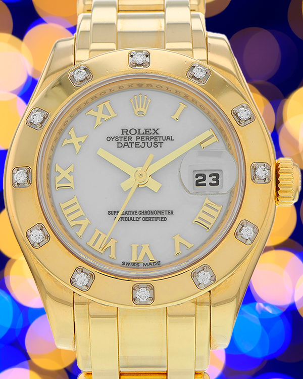 Rolex Lady-Datejust Pearlmaster 29MM White Dial Yellow Gold Bracelet ...