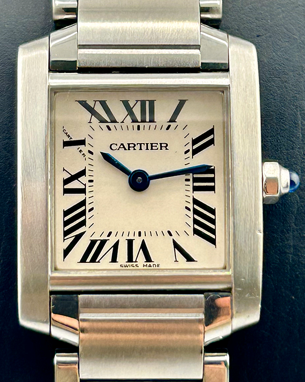 Cartier Tank Française De Cartier 20x25MM Quartz White Dial Steel Brac ...