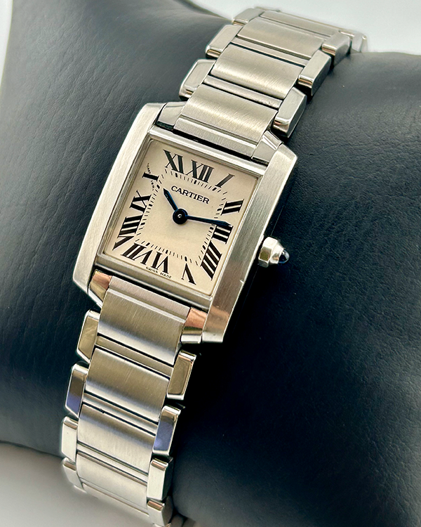 Cartier Tank Française De Cartier 20x25MM Quartz White Dial Steel Brac ...