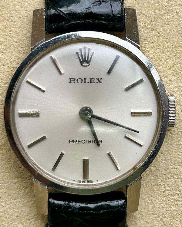 Rolex Precision Vintage 21MM Silver Dial Aftermarket Leather Strap (26 ...