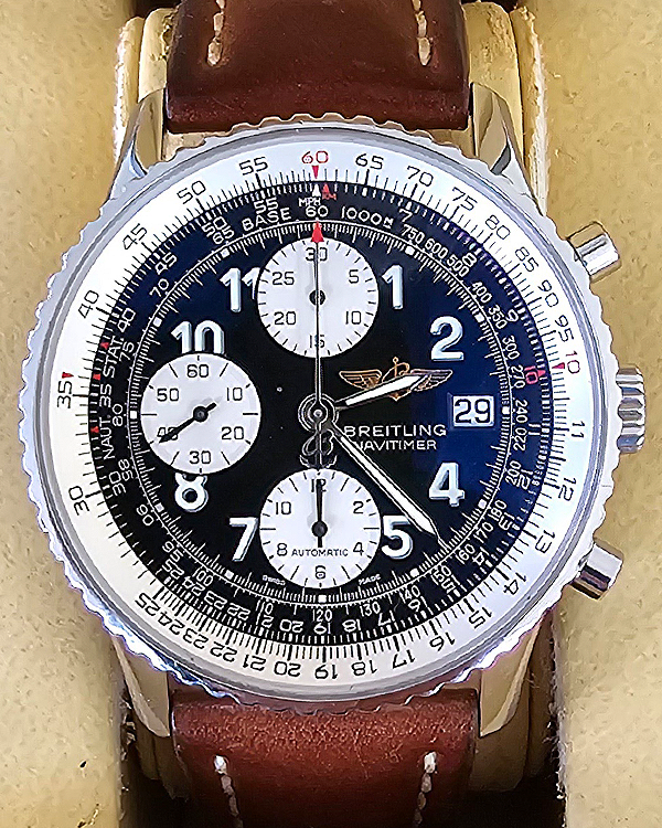 2003 Breitling Old Navitimer II 41MM Black Dial Leather Strap (A13322 ...