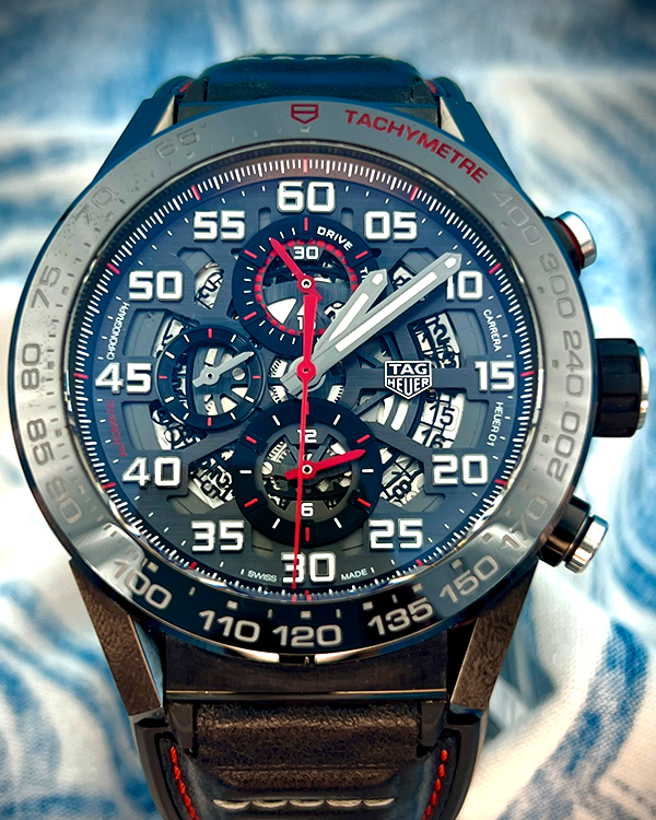 2020 Tag Heuer Carrera Calibre HEUER 01 45MM Skeleton Dial Leather Str ...