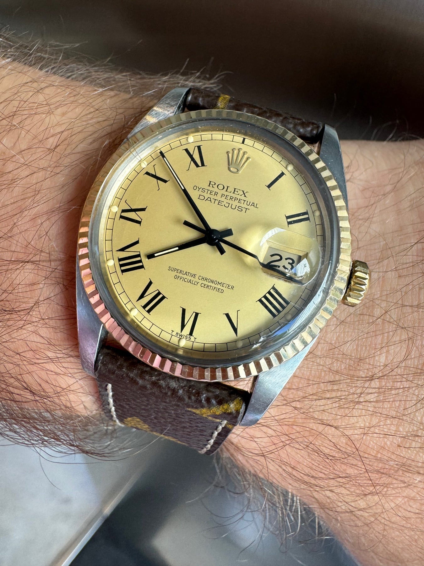 Rolex Datejust 36MM Champagne Dial Aftermarket Leather Strap (16013 ...