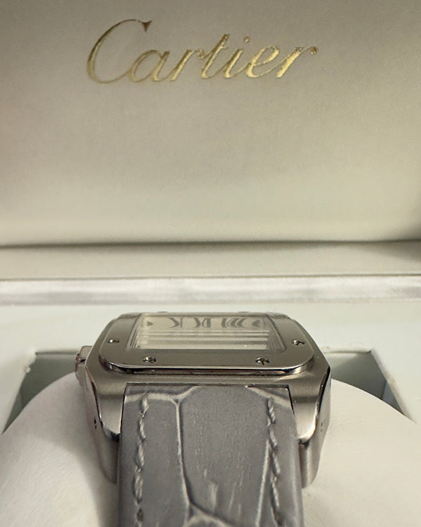 Cartier Santos 100 33MM Silver Dial Aftermarket Leather Strap (2878 ...