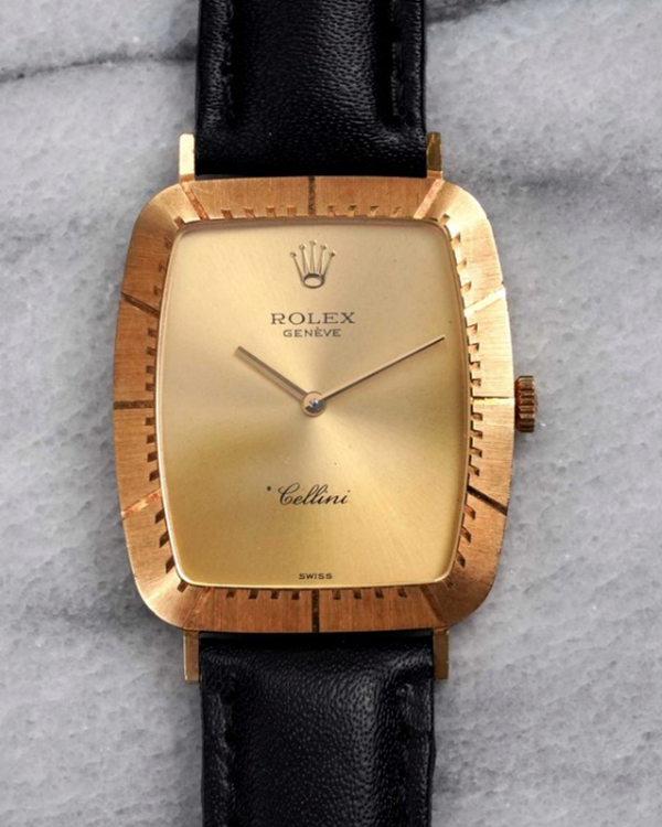 Rolex Cellini 28x32MM Gold Dial Aftermarket Leather Strap (4087) – Grailzee