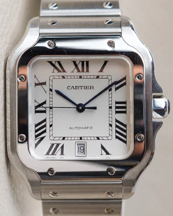 2019 Cartier Santos De Cartier 39.8MM Silver Dial Steel Bracelet (WSSA ...