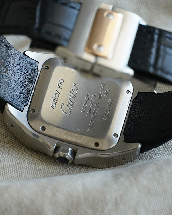 Cartier Santos 100 De Cartier 33MM White Dial Leather Strap (2878 ...