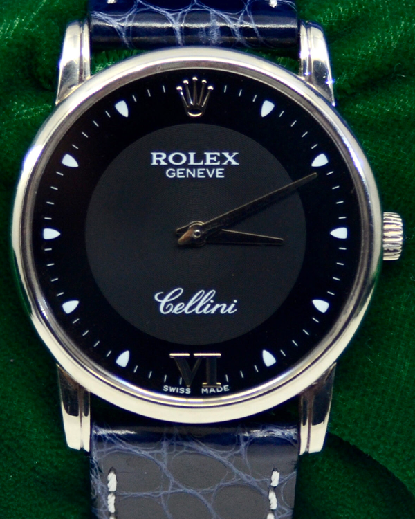 Rolex Cellini 32MM Black Dial Aftermarket Leather Strap (5116) – Grailzee