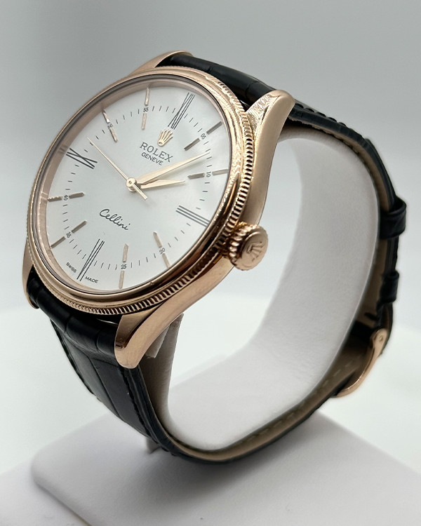 Rolex Cellini 39MM White Dial Leather Strap (50505) – Grailzee