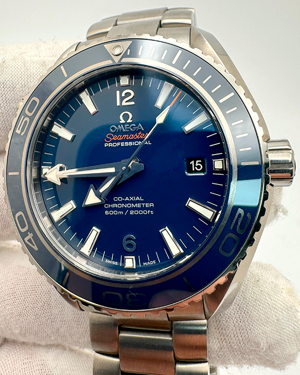 2012 Omega Seamaster Planet Ocean 600 45.5MM Blue Dial Titanium Bracel ...
