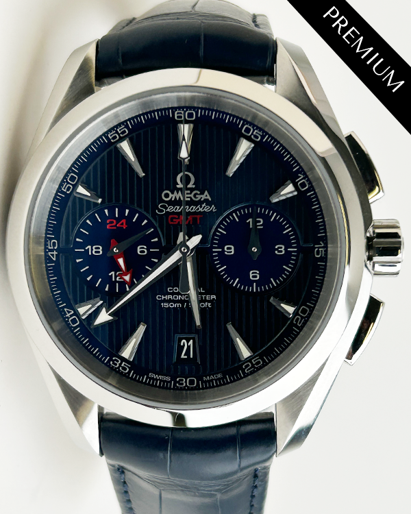 2024 Omega Seamaster Aqua Terra 150M GMT 43MM Blue Dial Leather Strap ...
