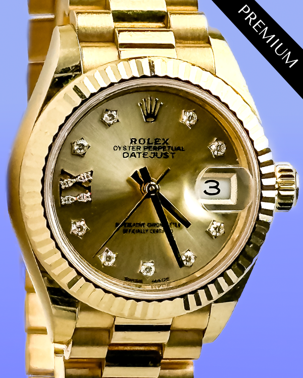 2021 Rolex Lady-Datejust 28MM Champagne Dial Yellow Gold President Bra ...