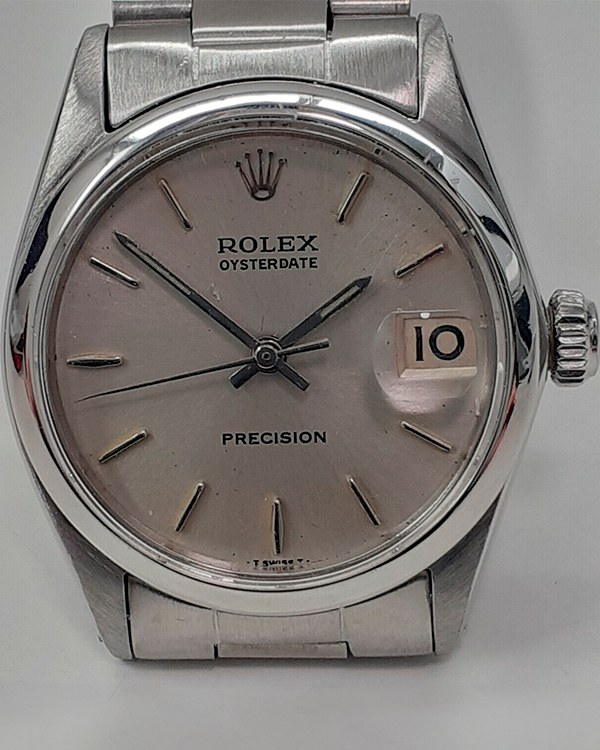 Rolex Oysterdate Precision Vintage 31MM Silver Dial Steel Bracelet (64 ...