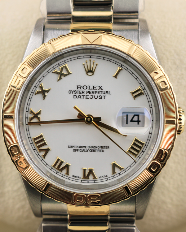 1997 (U serial) Rolex Datejust Turn-O-Graph 36MM White Dial Two-Tone O ...
