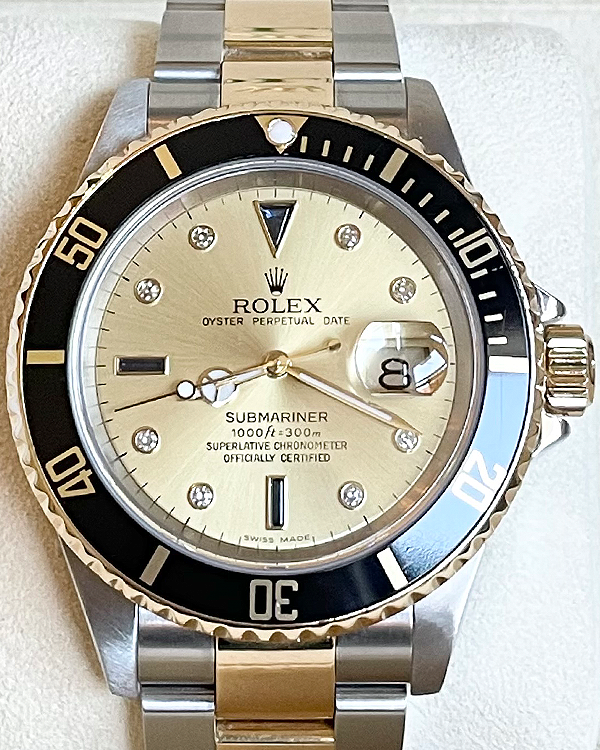 Rolex Submariner Date 40MM Champagne Serti Dial Two-Tone Bracelet (166 ...