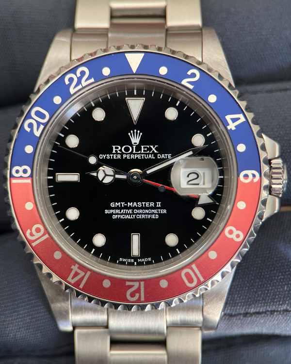 2002 Rolex GMT-Master II "Pepsi" 40MM Black Dial Steel Bracelet (16710 ...