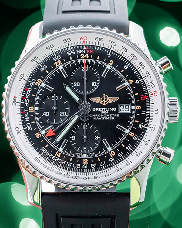 Breitling Navitimer World 46MM Black Dial Rubber Strap (A2432212/B726 ...