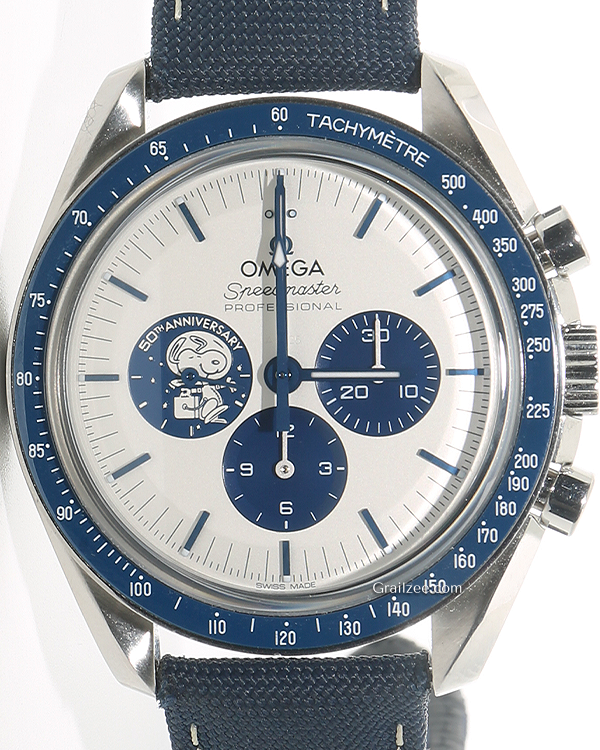 Omega Speedmaster "Silver Snoopy Award" 42MM Silver Dial Textile Strap ...
