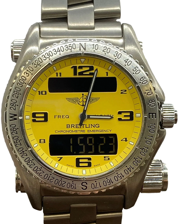 Breitling Emergency 43MM Quartz Yellow Dial Titanium Bracelet (E76321 ...